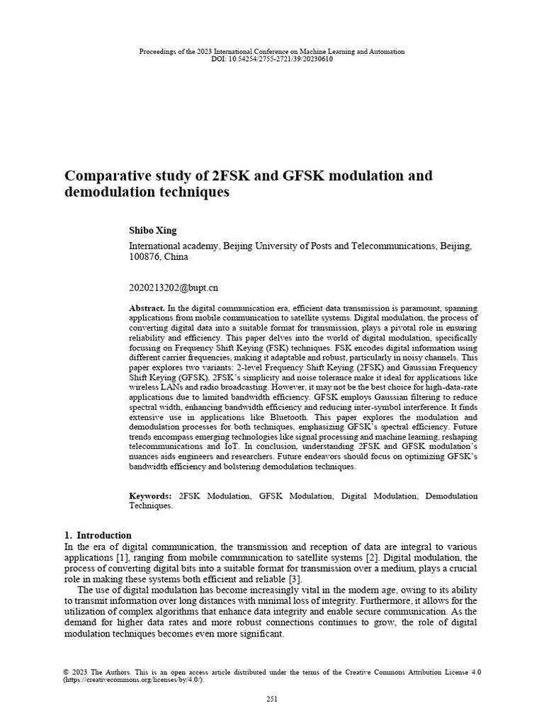 ++comparative Study of 2FSK and GFSK Modulation and | PDF | Modulation ...