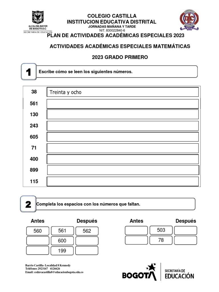 Primero JM - AAE 2023 - Matemáticas | PDF