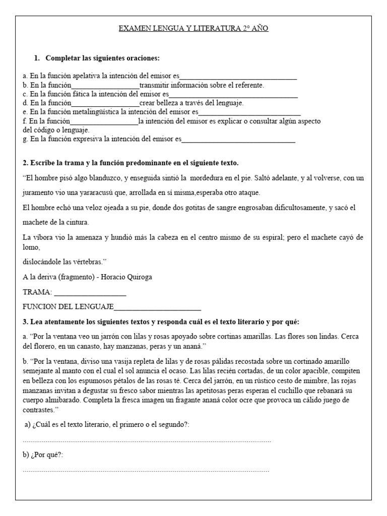 Examen Lengua y Literatura 2 | PDF | Poesía