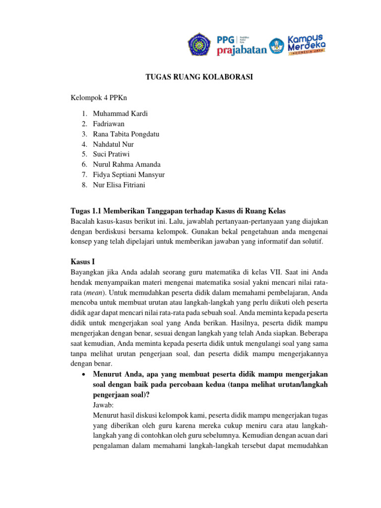 Tugas Ruang Kolaborasi Pemahaman Peserta Didik Dan Pembelajarannya | PDF