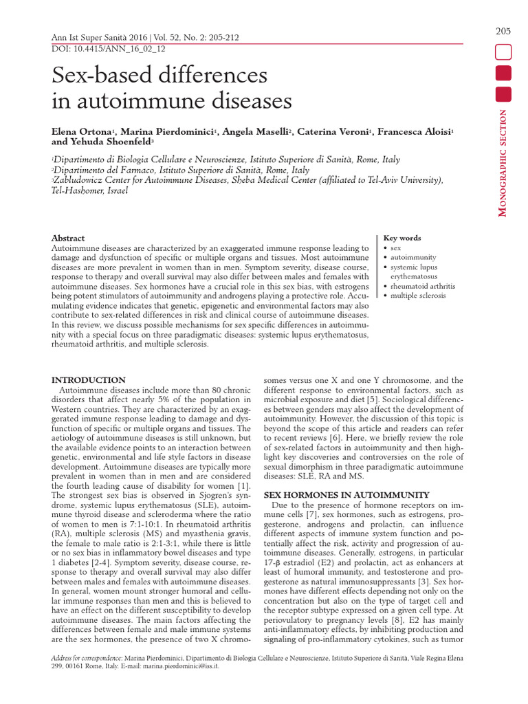 Sex Based Differences Autoinmunity Pdf Multiple Sclerosis Autoimmune Disease