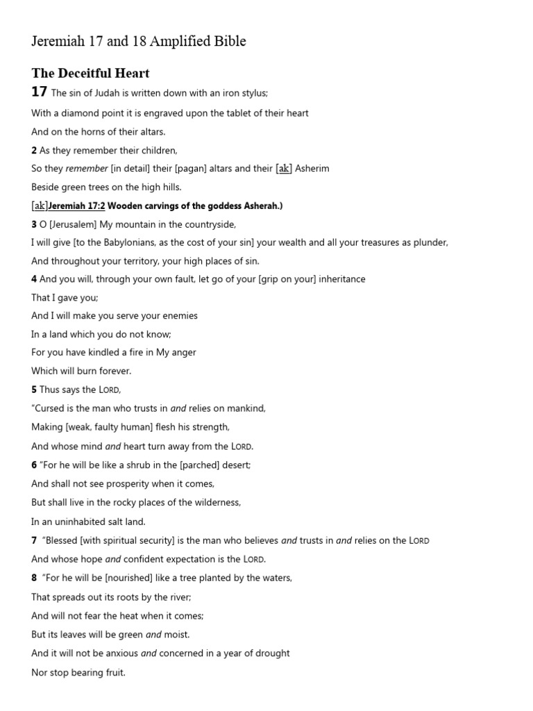 Jeremiah 17 and 18 Amplified Bible | PDF | Jeremiah | Kingdom Of Judah