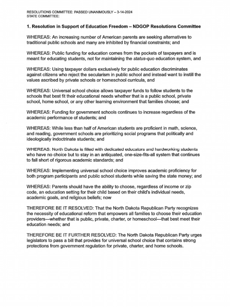 NDGOP Resolutions To Be Voted On April 5 | PDF