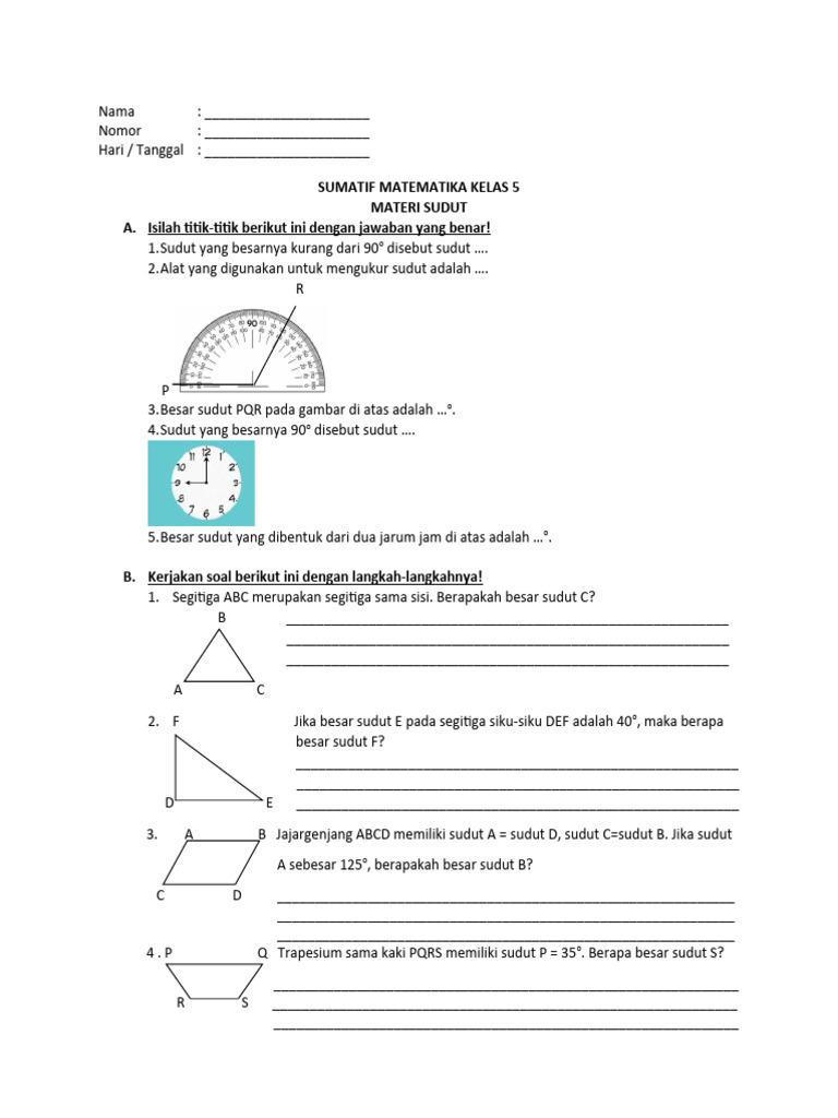 Soal Sudut Kelas 5 | PDF