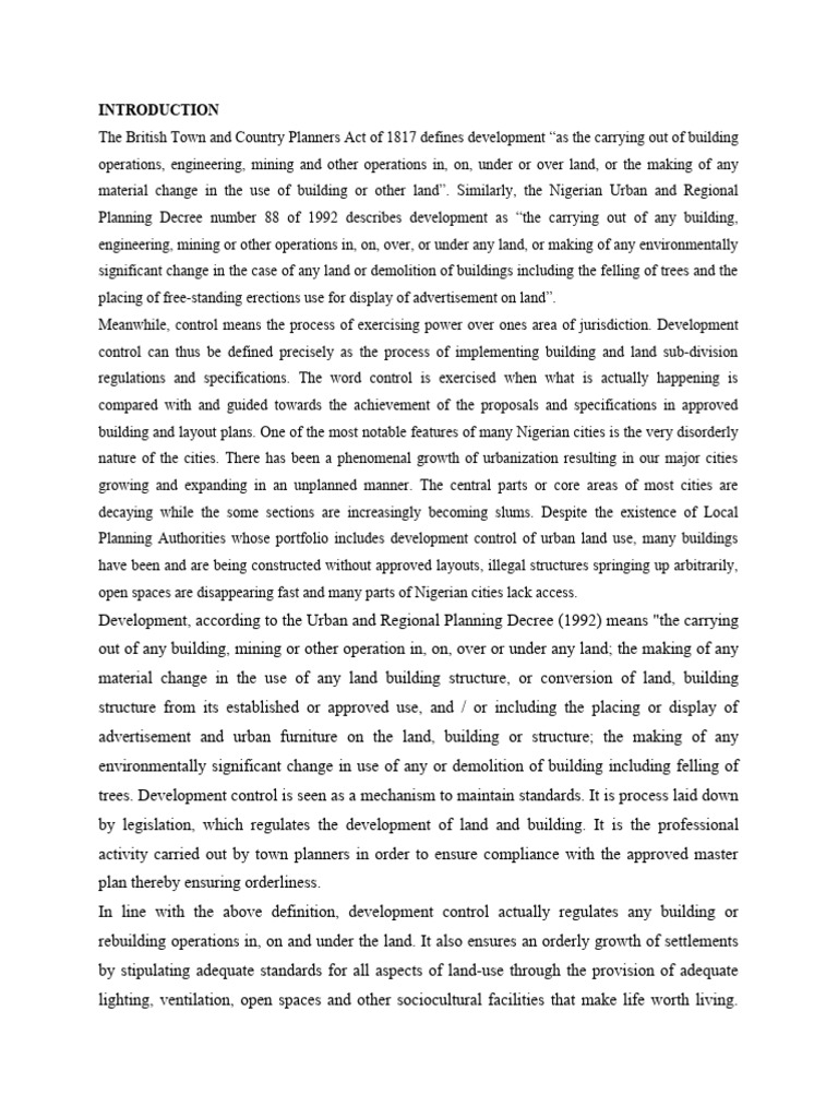 Iorfa Development Control | PDF | Market (Economics) | Urban Planning