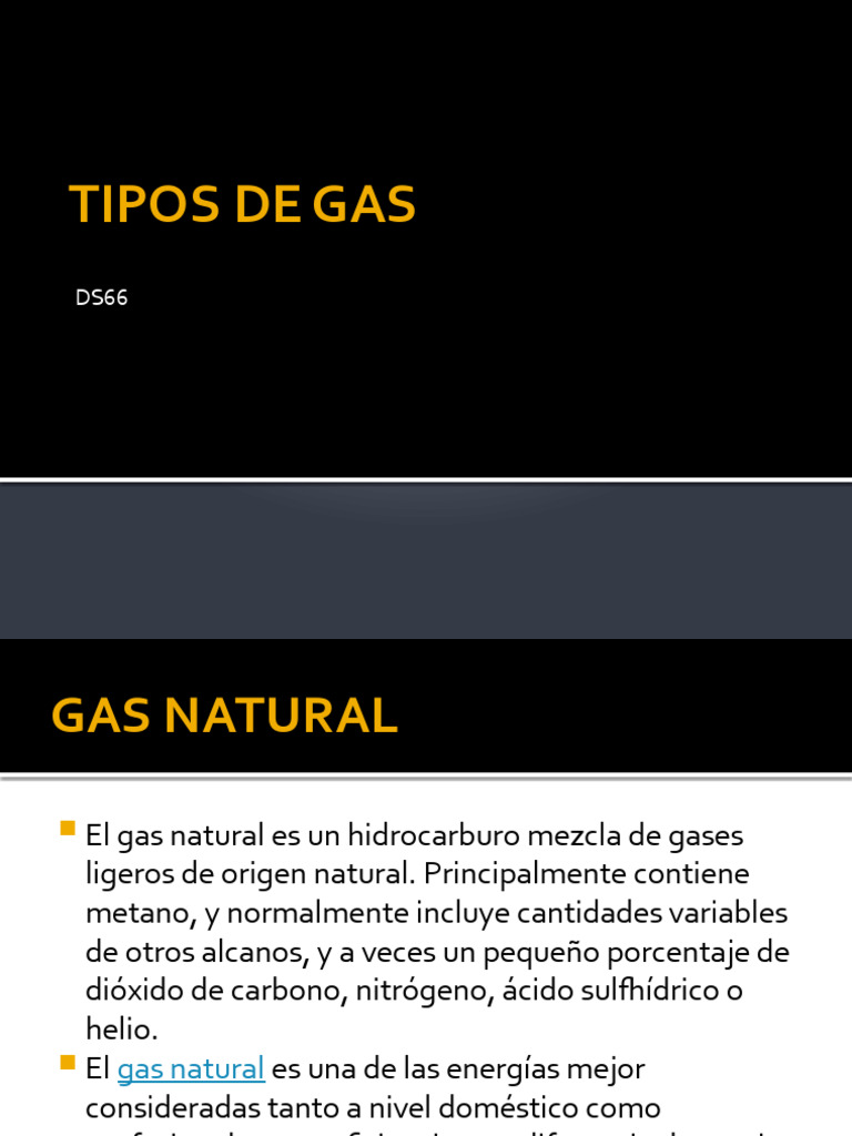 Tipos de Gas: Natural, Ciudad y Licuado | PDF | Gas natural | Gas de ...