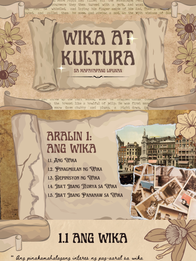Wika at Kultura Sa Mapayapang Lipunan Aralin 1-3 | PDF
