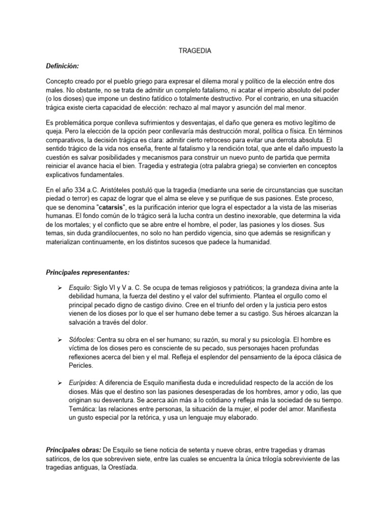 Tragedia | PDF | Tragedia griega | Esquilo