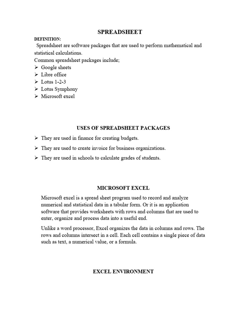 SPREADSHEET | PDF | Spreadsheet | Microsoft Excel