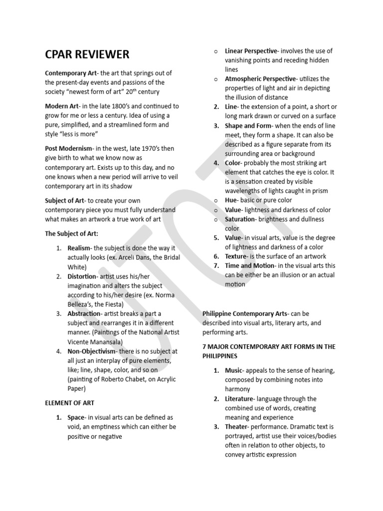 Cpar Reviewer | PDF | Color | Paintings