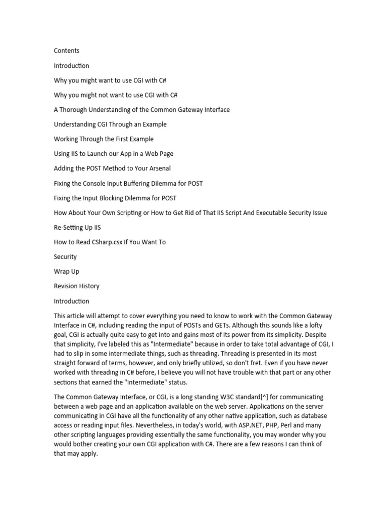 Understanding CGI With C# | PDF | World Wide Web | Internet & Web