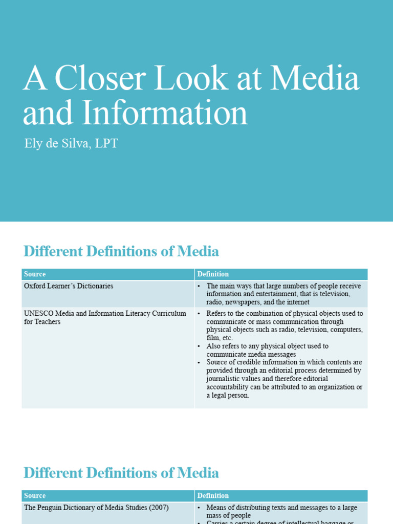 A Closer Look at Media and Information | PDF