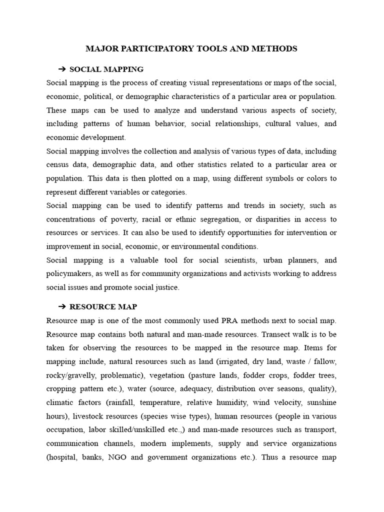 Major Participatory Tools and Methods | PDF