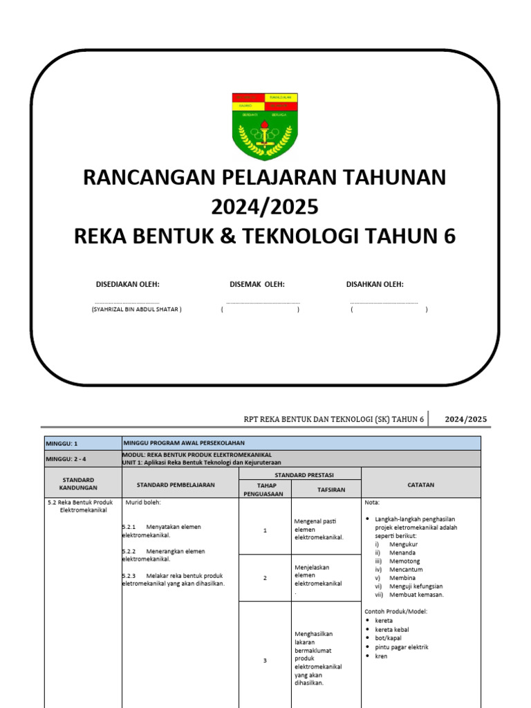 RPT RBT THN 6 2024-2025 | PDF