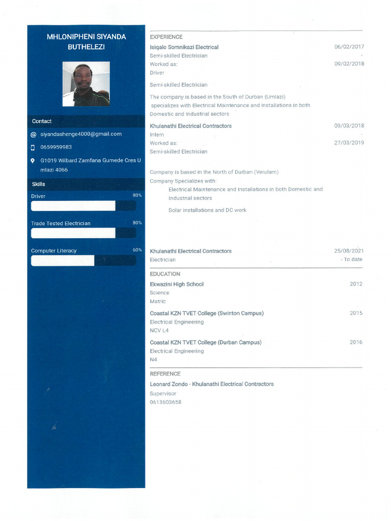 Siyanda CV | PDF