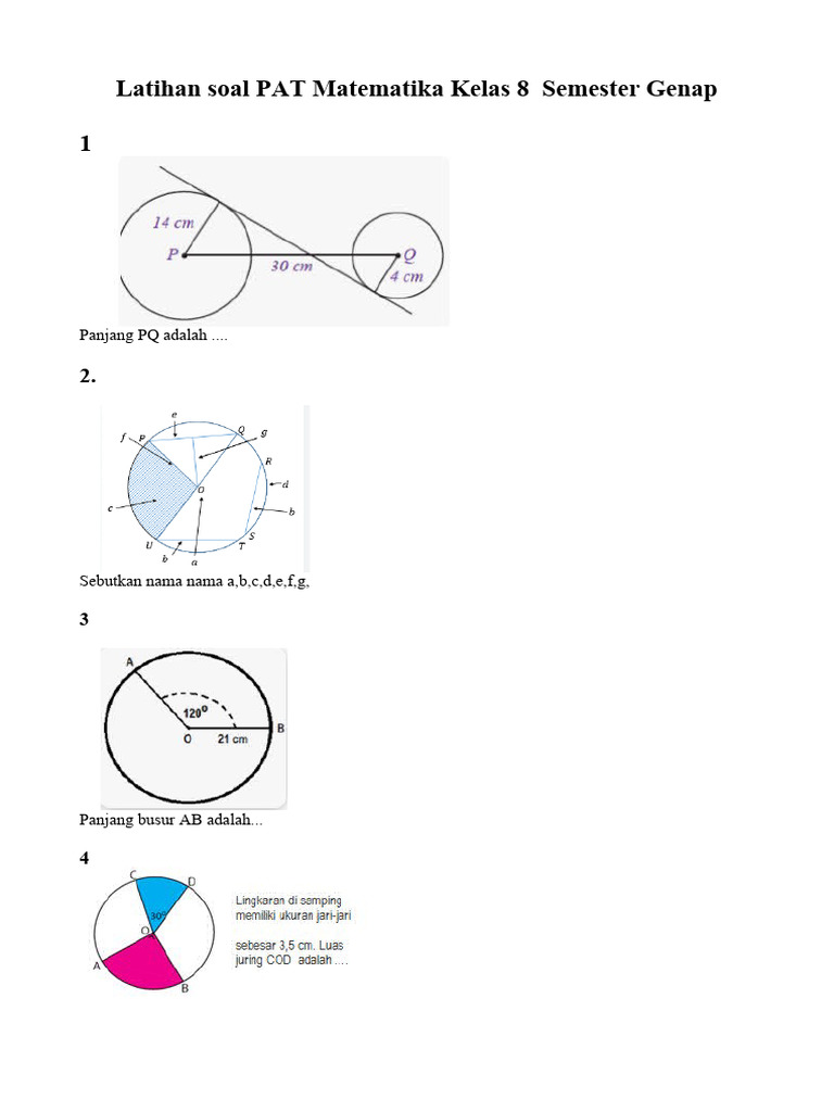 Latihan Soal PAT Matematika Kelas 8 Semester Genap | PDF