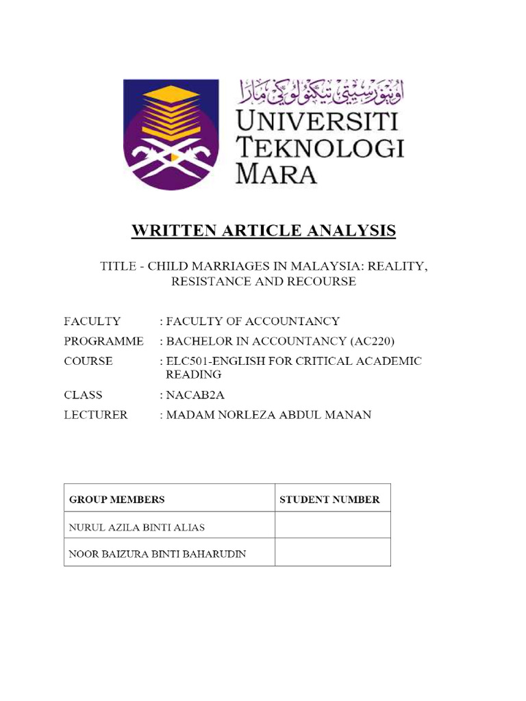 ELC501 Written Article Analysis | PDF