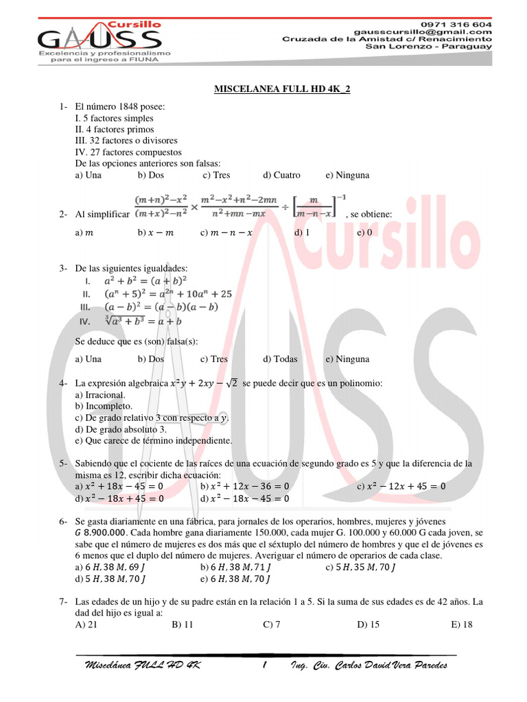 Miscelanea Matematica FULL HD 4K PLUS - 2 | PDF | Triángulo | División (Matemáticas)