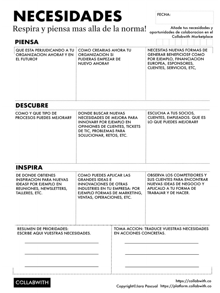 CUADRO de Necesidades_Collabwith | PDF