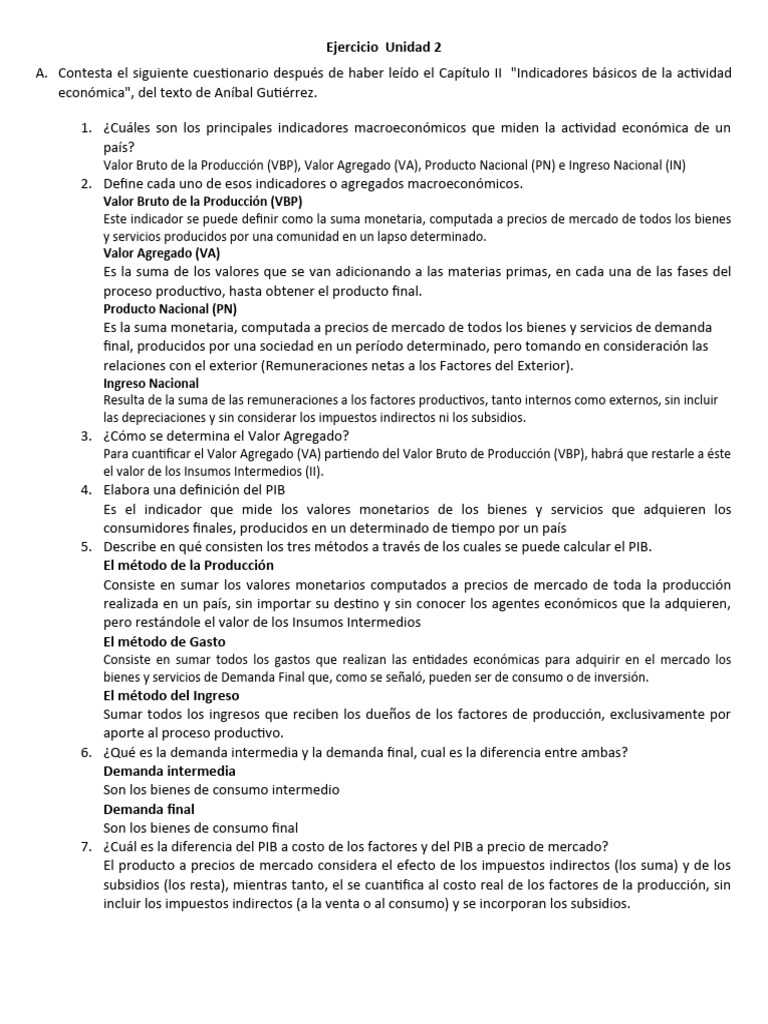 Actividad 2 - U2 | Descargar gratis PDF | Producto Interno Bruto | Valor añadido