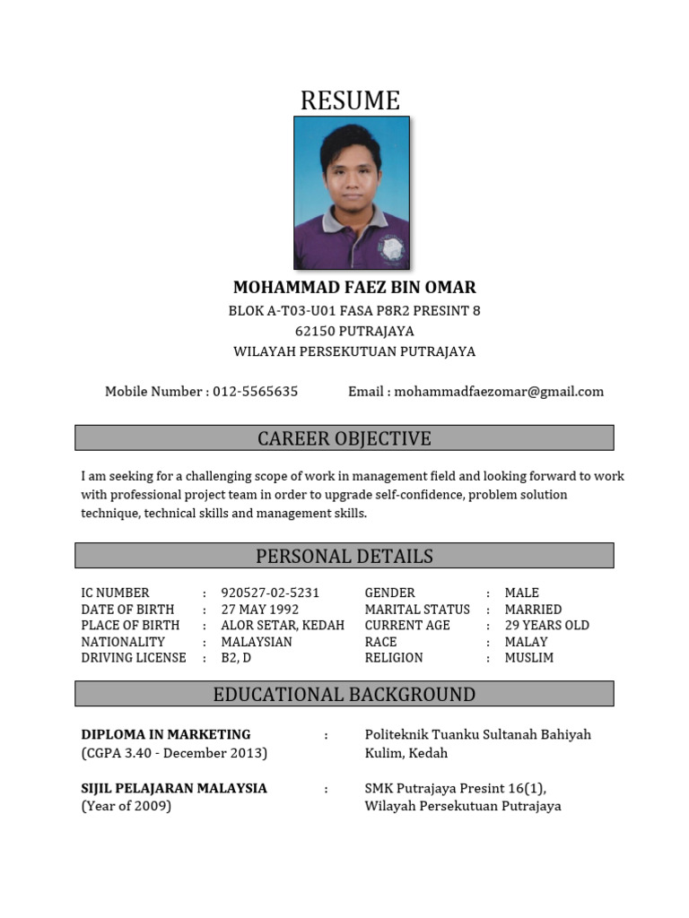 Resume Mohd Faez | PDF