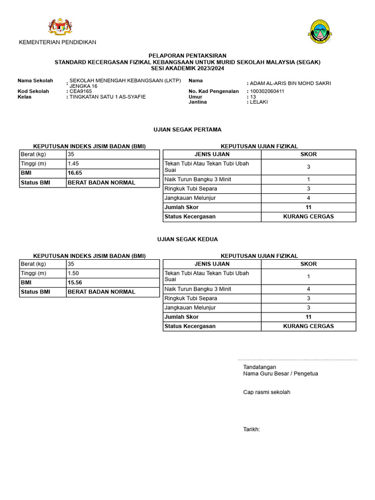 CONTOH PRINT SEGAK | PDF