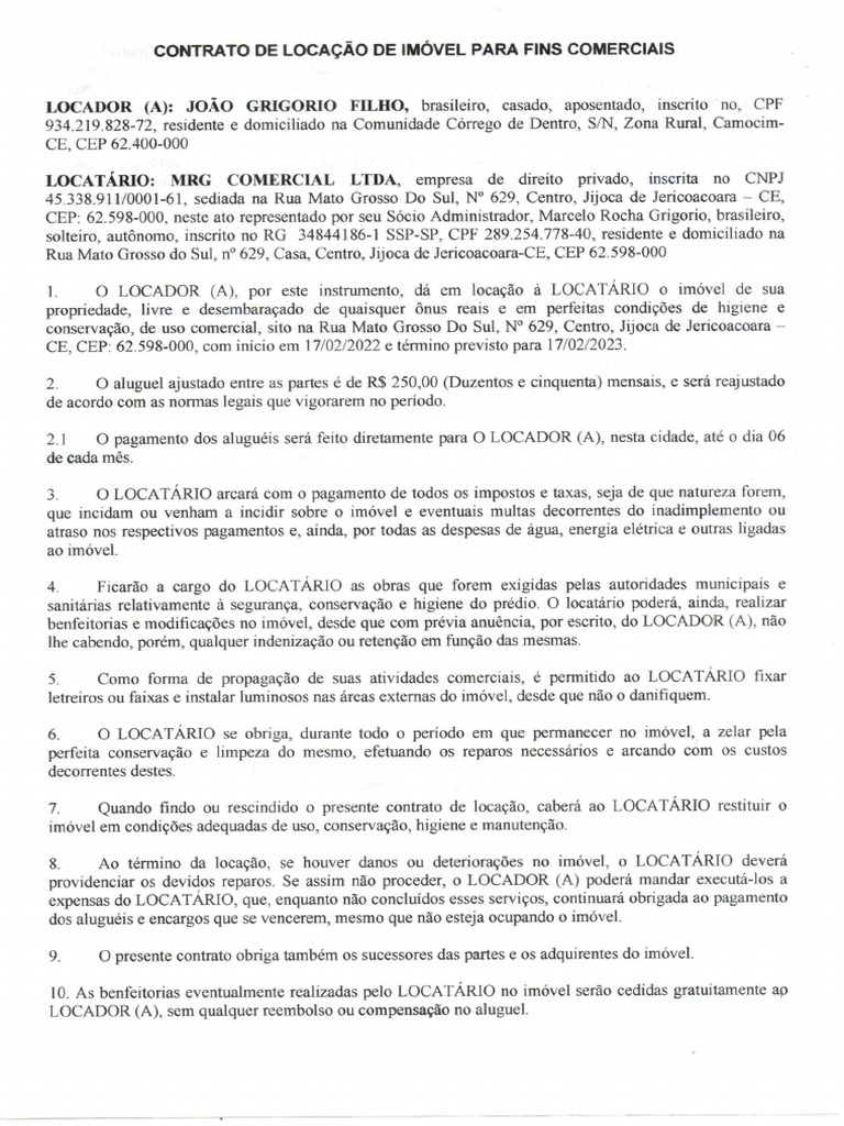 Contrato+de+loca O+de+imovel-Mrg | PDF