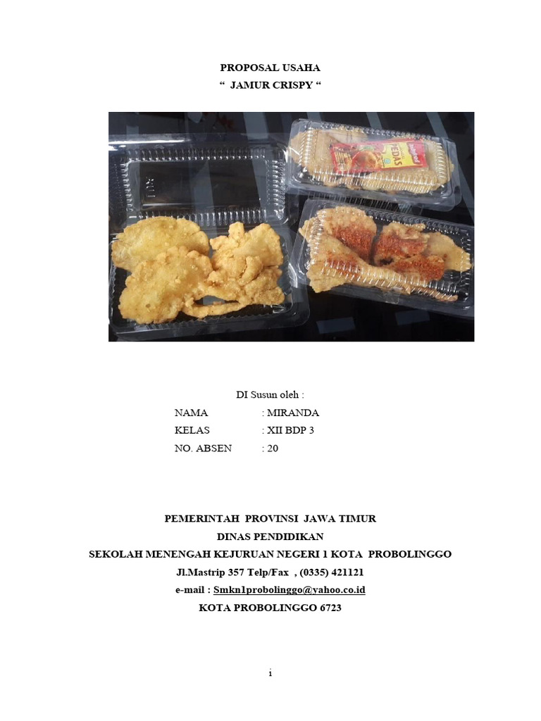 Proposal Jamur Krispy | PDF