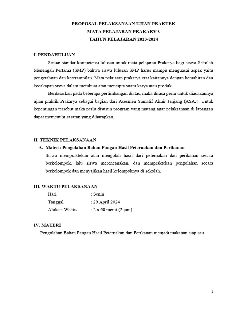 Ujian Praktik Prakarya SMP 2024 | PDF