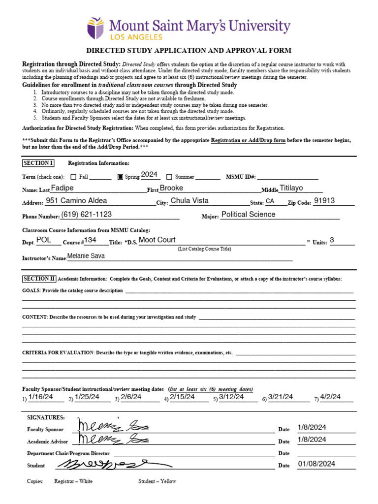 Moot Directed Study Form | PDF