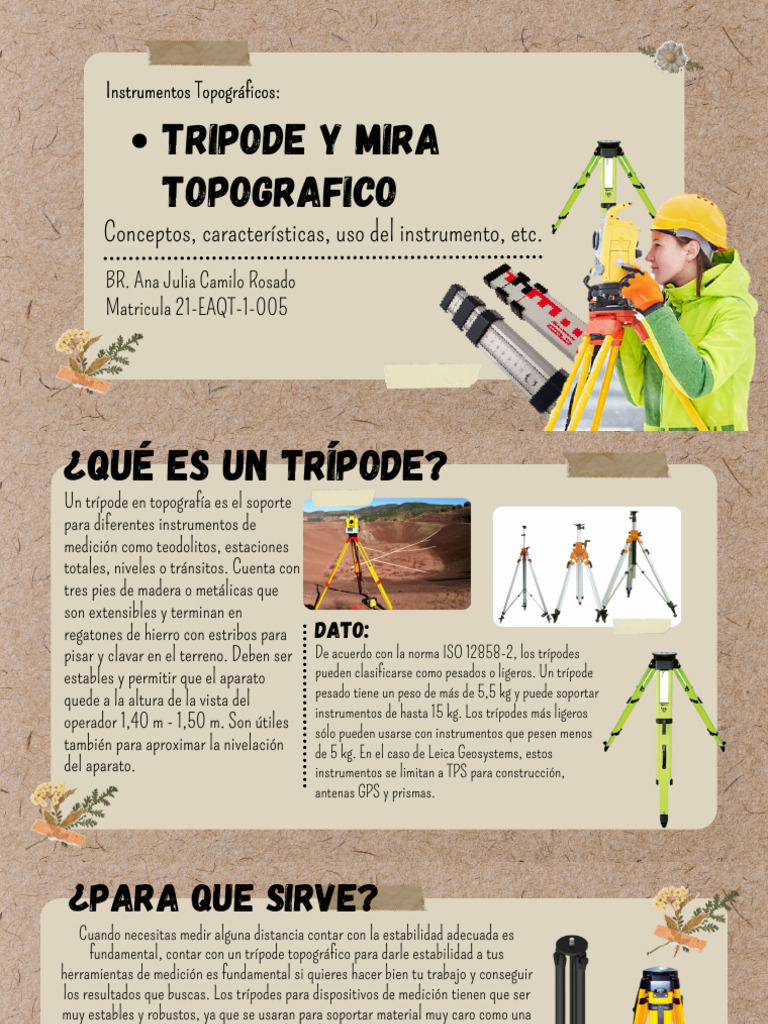 Partes y Uso del Trípode Topográfico | PDF | Topografía | Medición