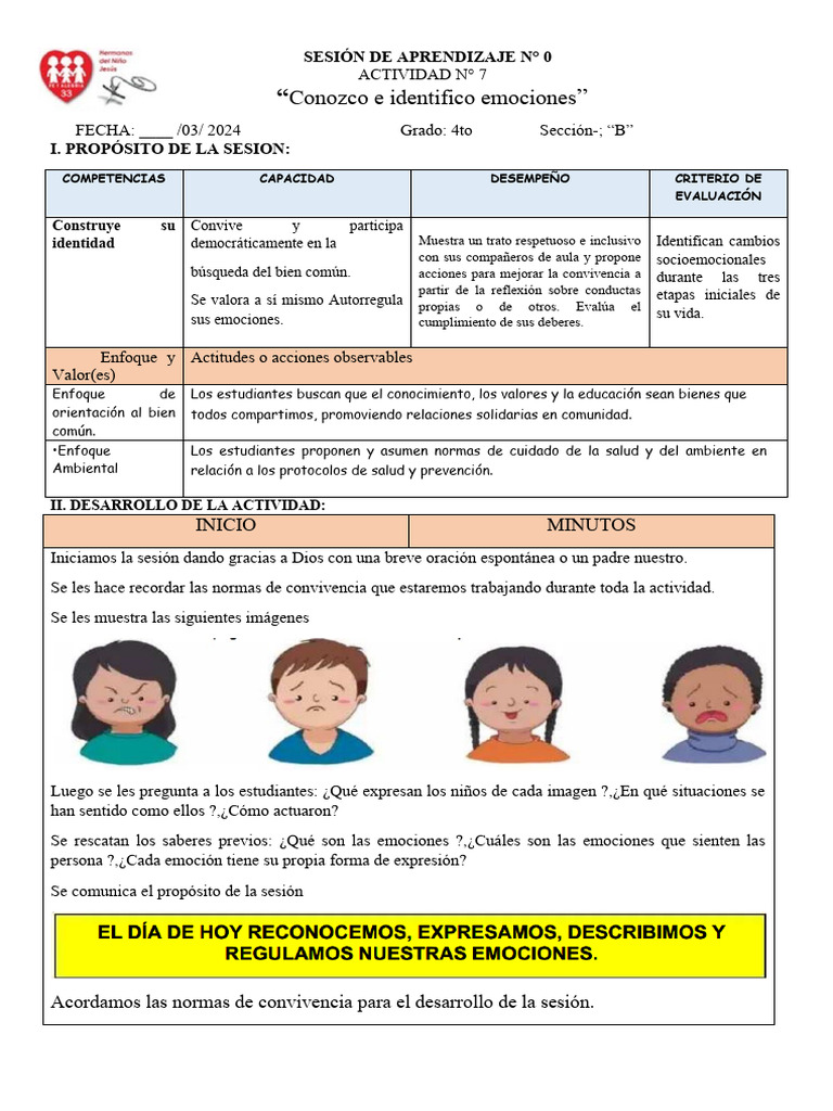 Sesión de Aprendizaje N°7 | PDF | Las emociones | Aprendizaje Sesión de Aprendizaje N°7 | PDF | Las emociones | Aprendizaje