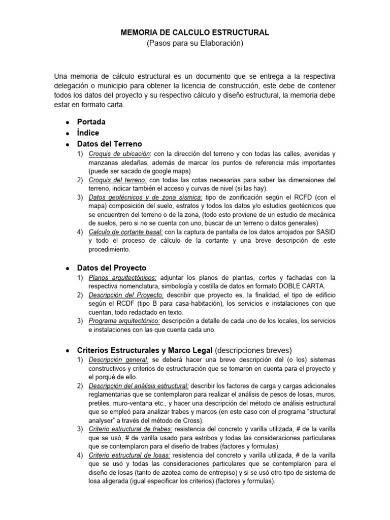 MEMORIA DE CALCULO ESTRUCTURAL Pasos | PDF | Hormigón | Ingeniería de ...