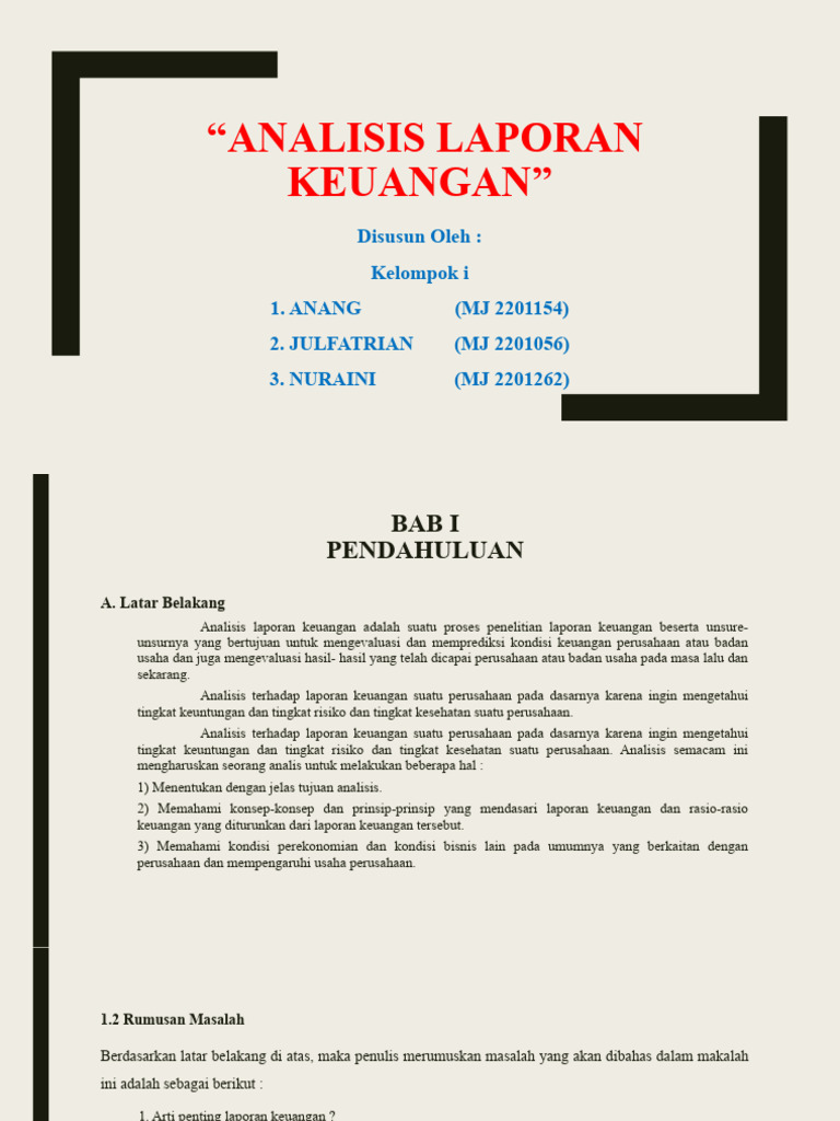 Analisis Laporan Keuangan Kel 1 | PDF