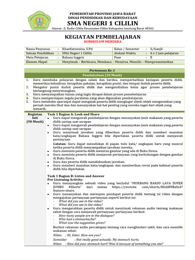 Modul Ajar 3 - Healthy Foods (Procedure Text) | PDF