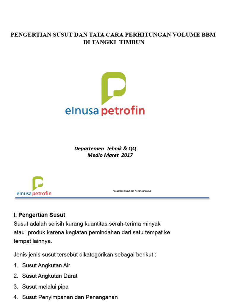 Pengertian Susut Dan Tata Cara Pengukuran & Perhitungan Tanki Timbun | PDF
