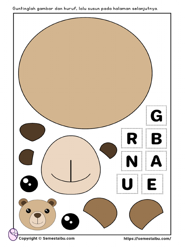 Gunting Tempel - Wajah Hewan - Beruang | PDF