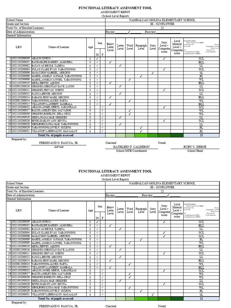 FLAT School Level Form | PDF | Public Health | Medical Specialties