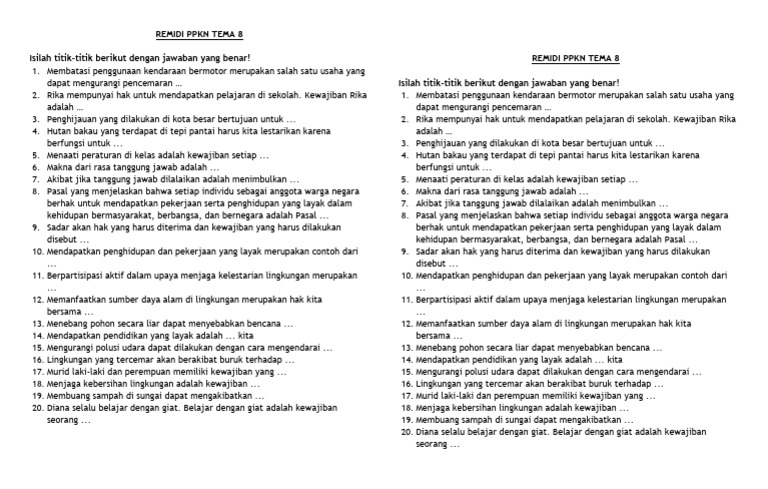 Remidi PPKN Tema 8 | PDF