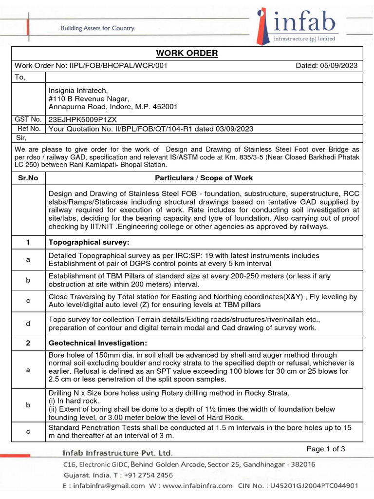 Iipl Fob Designworkorder 05092023 | PDF | Civil Engineering