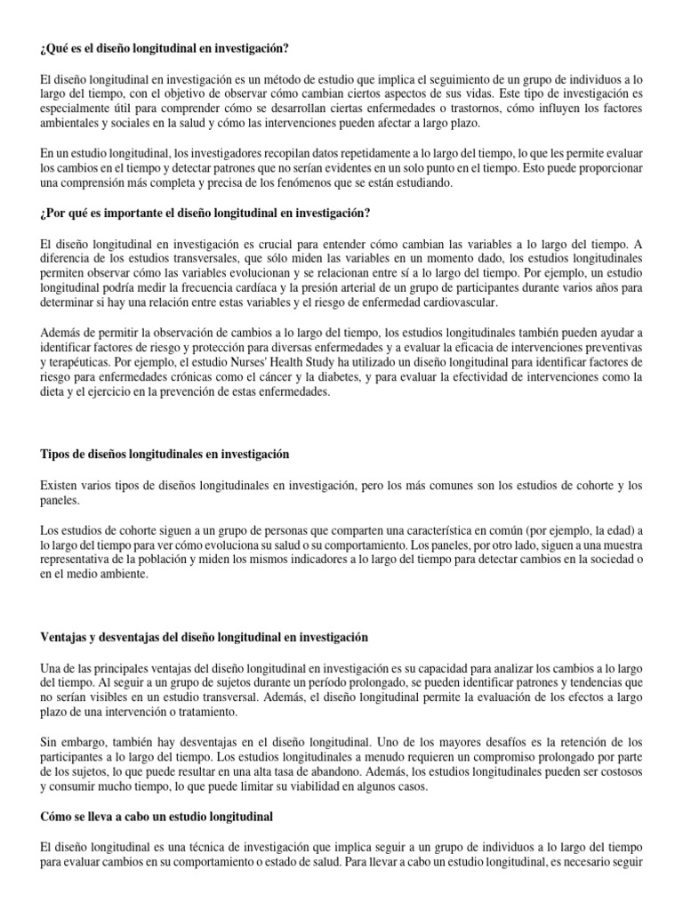 Qué Es El Diseño Longitudinal en Investigación | PDF | Enfermedades ...
