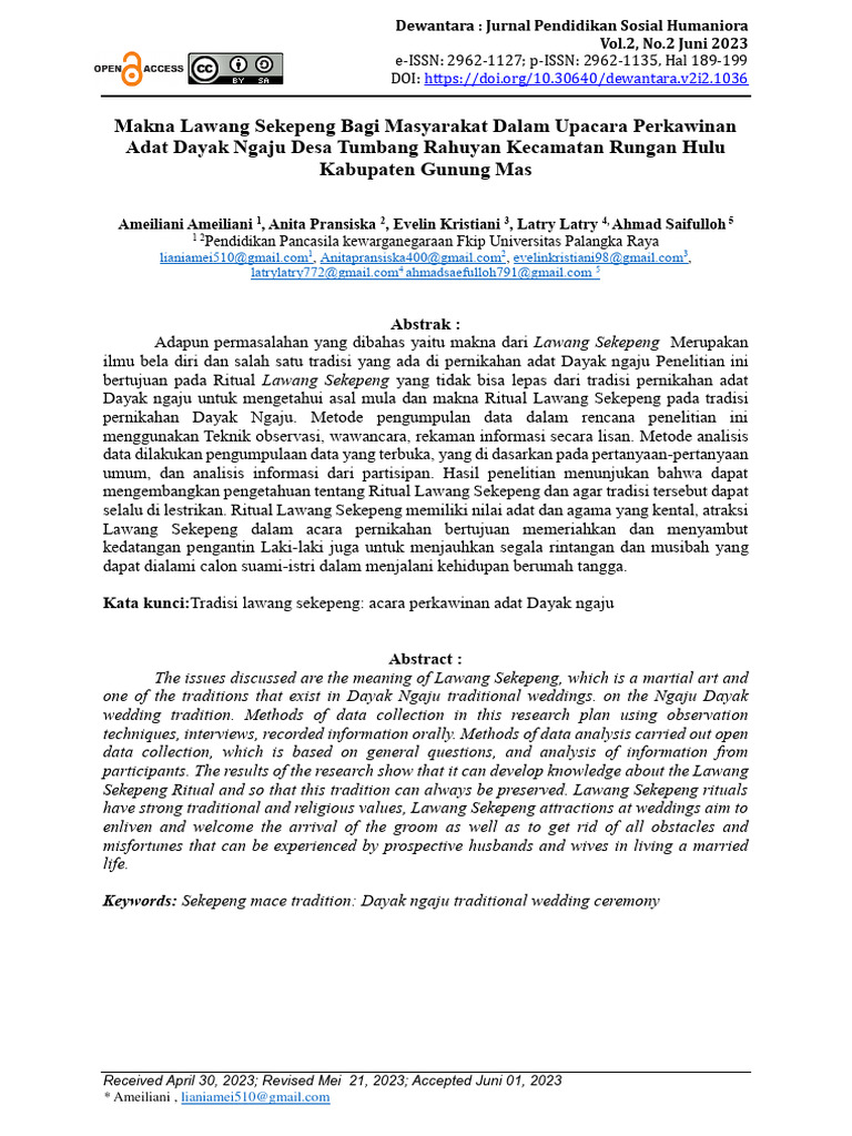 DEWANTARA - VOLUME 2, NO. 2, JUNI 2023 Halaman 189-199 | PDF