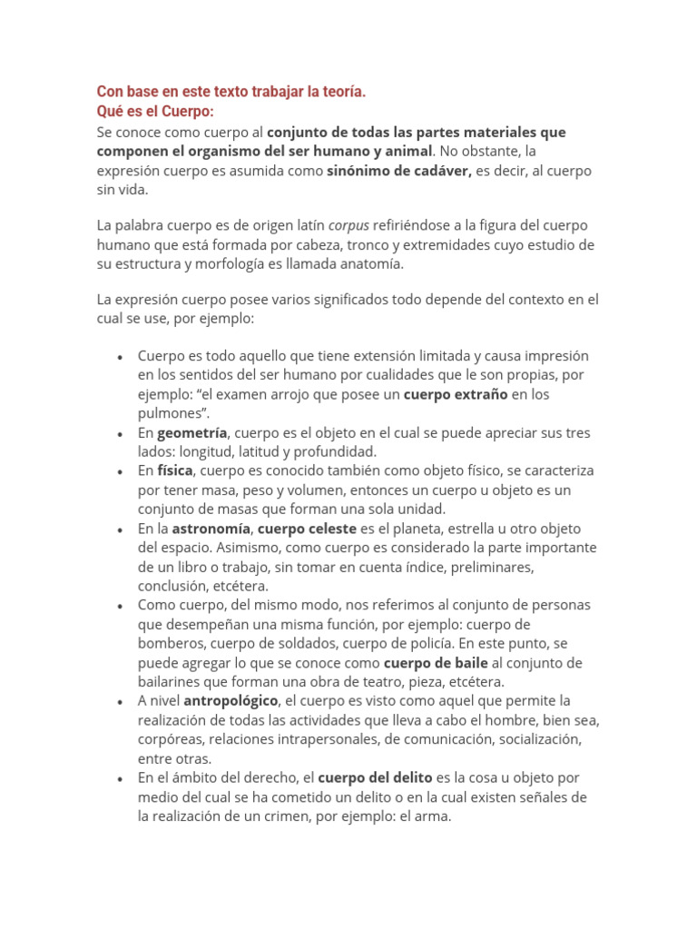 Qué Es El Cuerpo Tematica 2 | PDF | Ritmo | Bailes