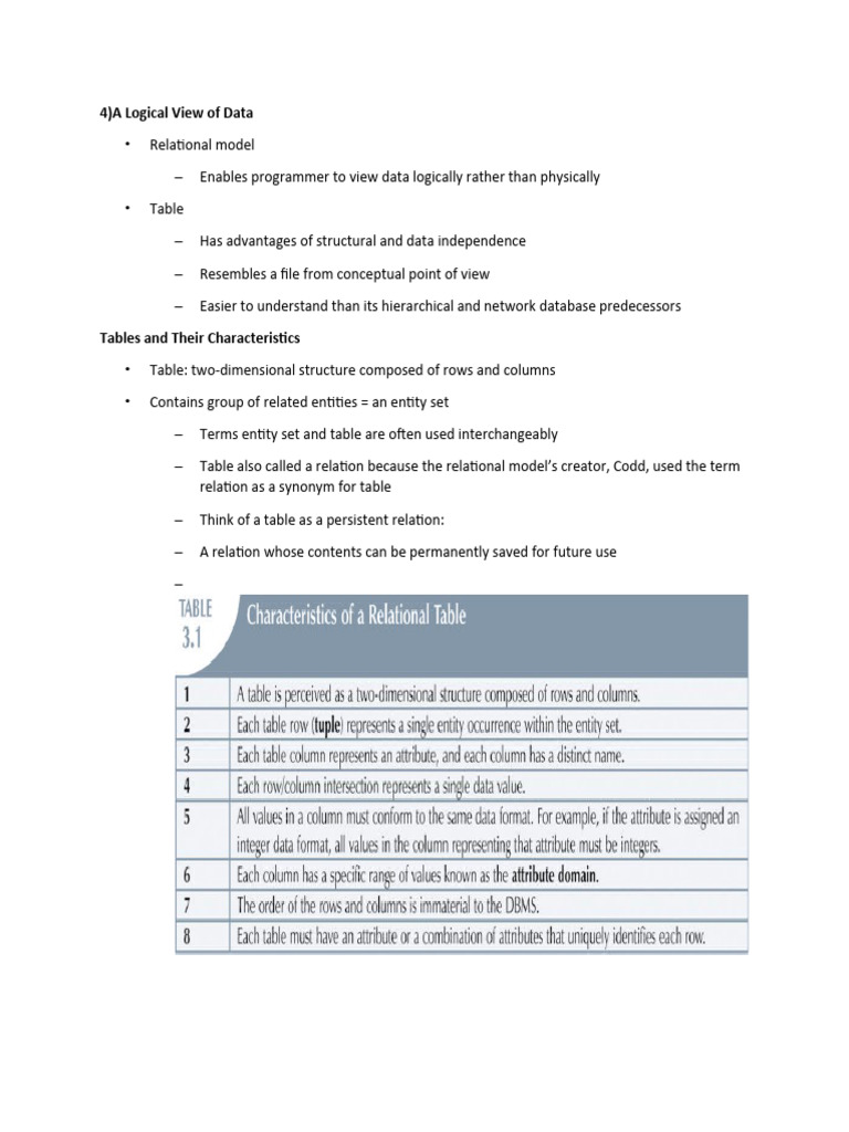 4) A Logical View of Data | PDF | Relational Database | Relational Model