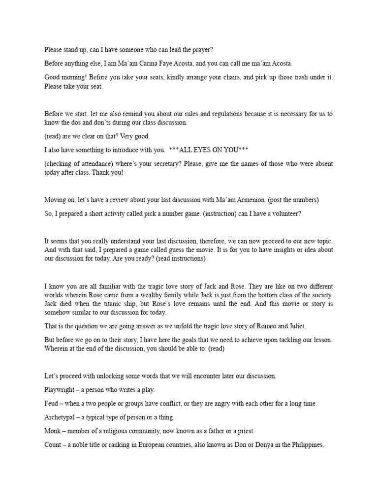 Romeo and Juliet Script | PDF