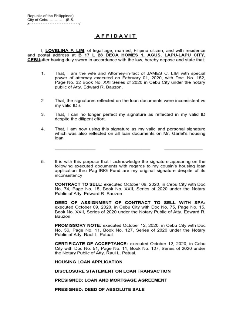 Affidavit of Signature Acknowledgment | PDF | Affidavit | Notary Public