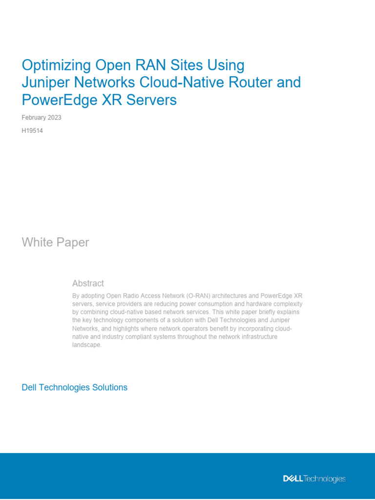H19514 Optimizing Open RAN Juniper PowerEdge XR | PDF | Computer Network | Juniper Networks