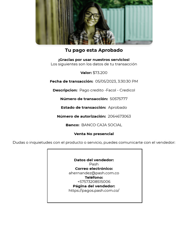 Confirmación de Pago Aprobado | PDF