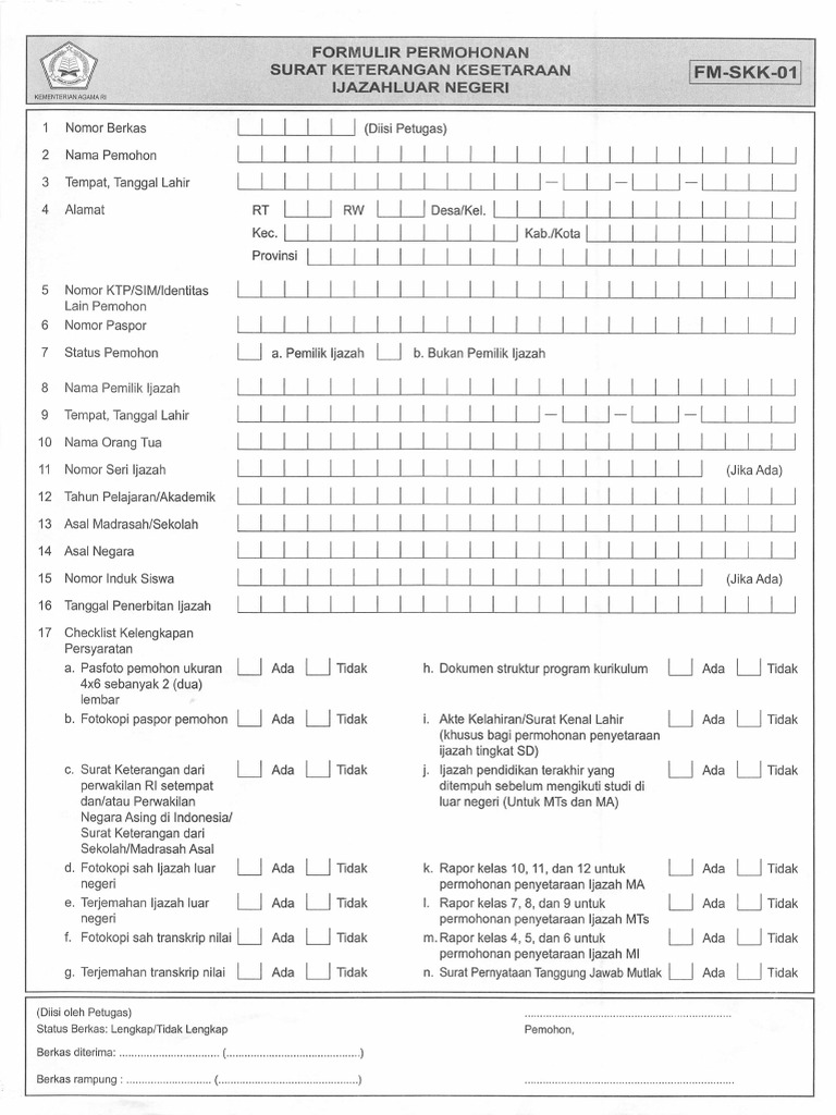 Formulir Penyetaraan Ijazah LN | PDF