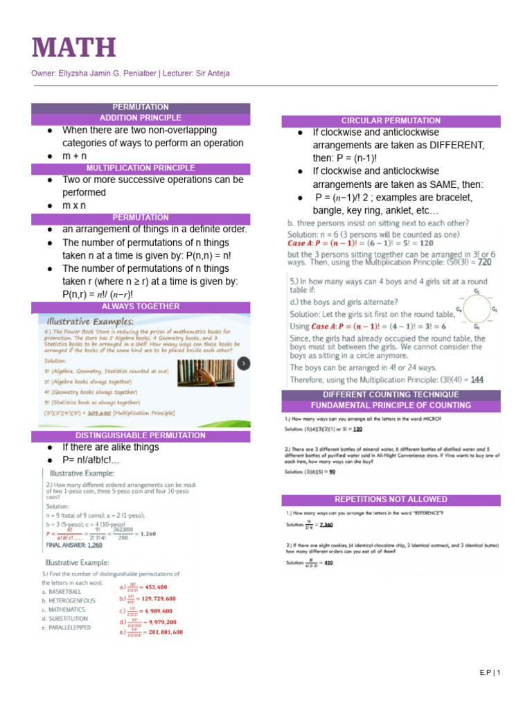 Math Q3 1 | PDF | Permutation | Mathematics